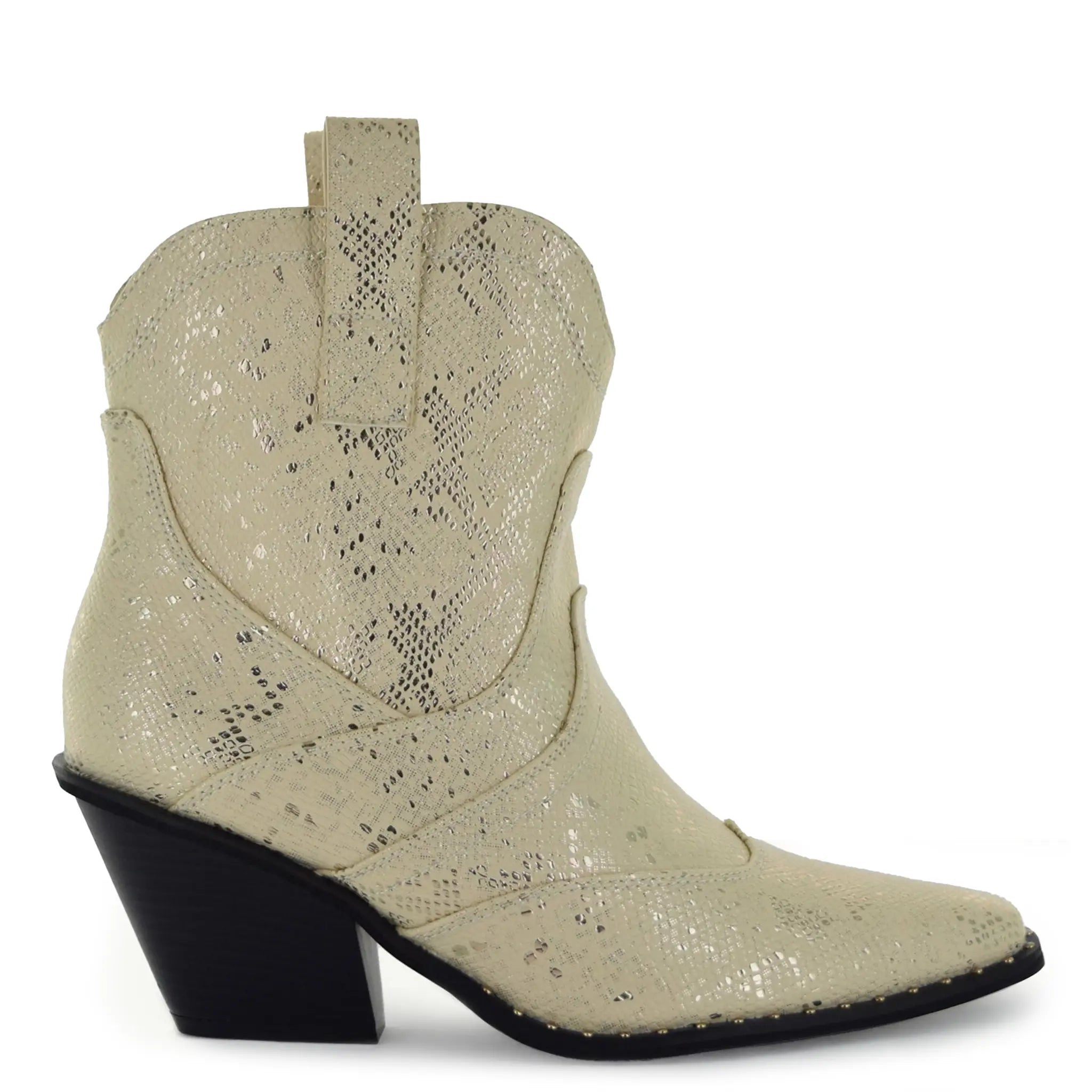 Isabel: Western Bootie - Off-White Snake – ELLE Travel